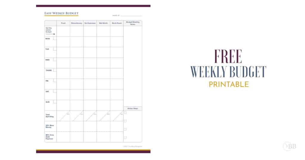 Easiest Weekly Budget Printable - The Busy Budgeter